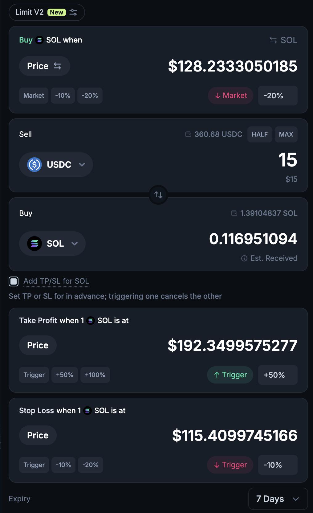 What parameters can I customize for a Limit order on Limit v2? – Jupiter Exchange